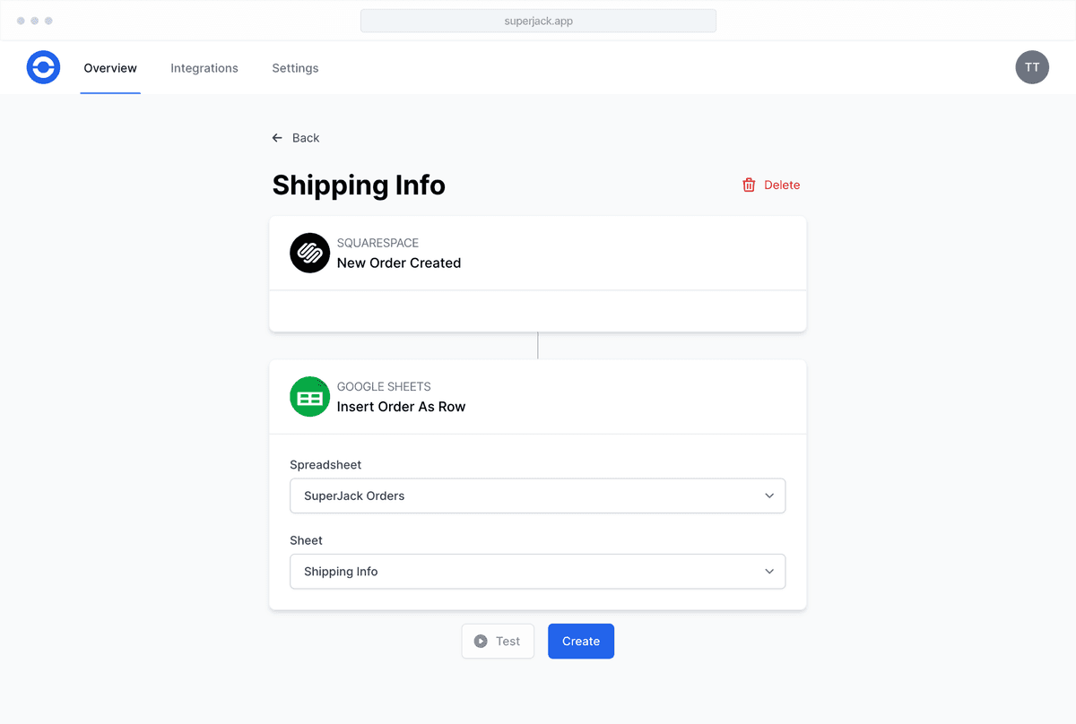 SuperJack | Automatically Sync Squarespace Orders to Sheets